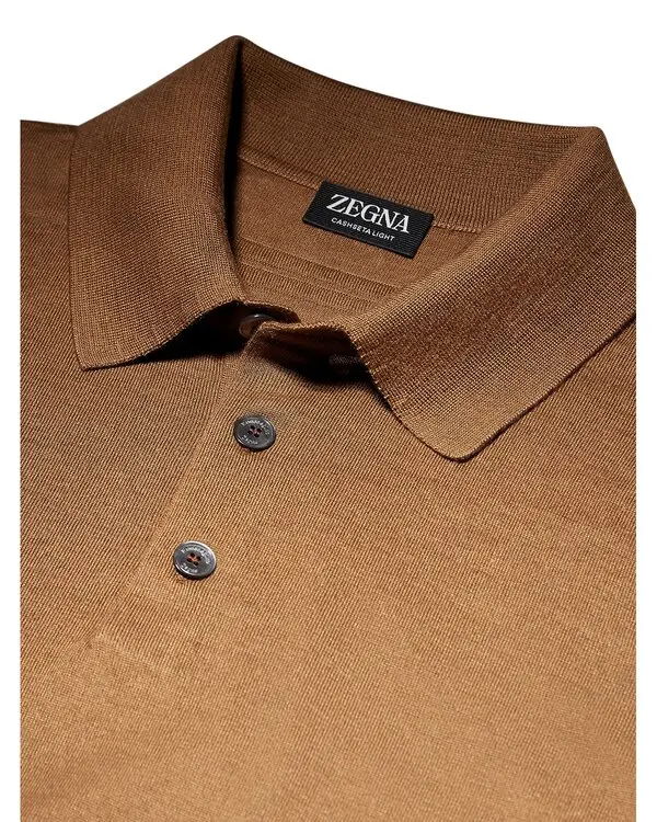 Zegna Vicuna Cashseta Light Polo Shirt - Dark Beige | Editorialist